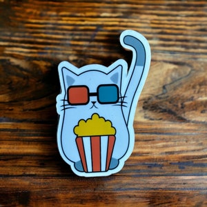 Movie Watching Cat Stickers for Water Bottle, Easter Basket Filler for ...
