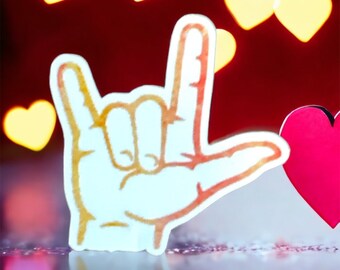 ASL ILY Hand in Heart ASL Sticker - Etsy
