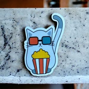 Movie Watching Cat Stickers for Water Bottle, Easter Basket Filler for ...