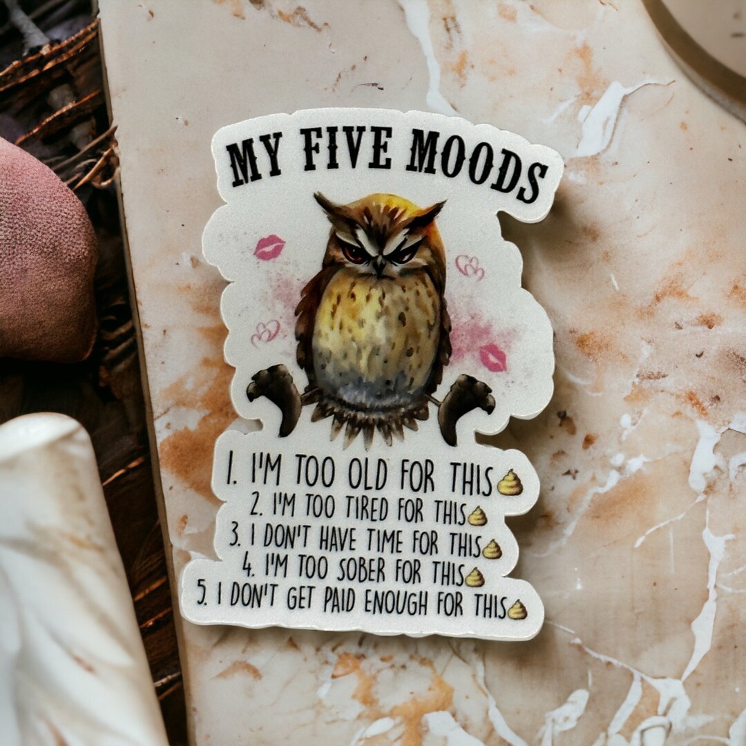 My Five Moods Funny Stickers for Adults, I'm Too Old for This Cranky ...
