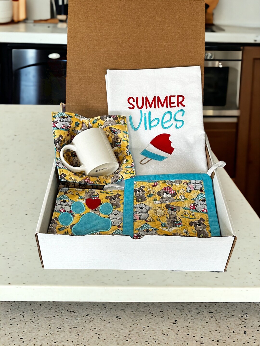 Personalized Cheer up Gift for Friend, Summer Vibes Kitchen Towels, Paw ...