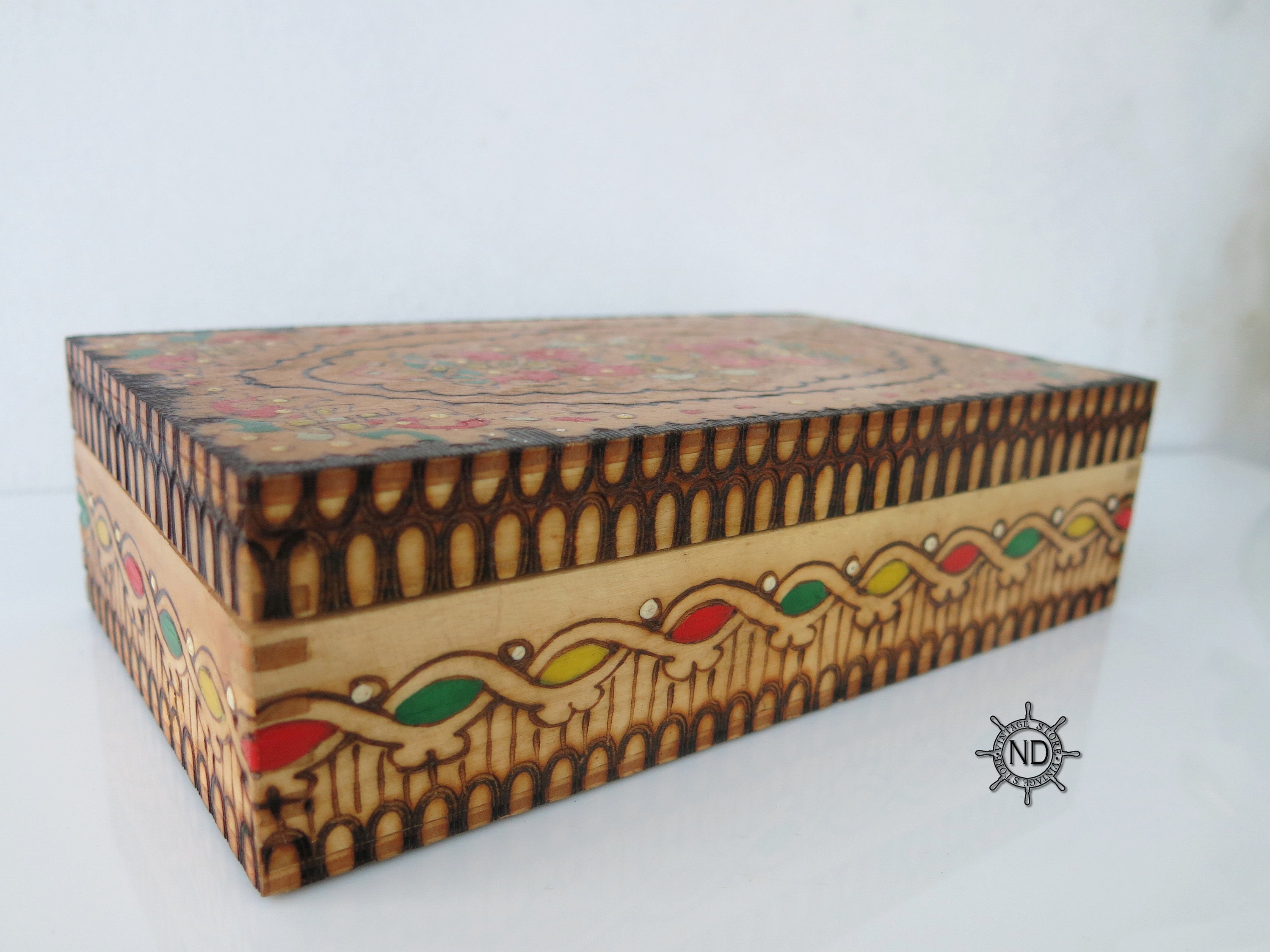 Hand Painted Box/wooden Box/vintage Keepsake Box/wooden - Etsy