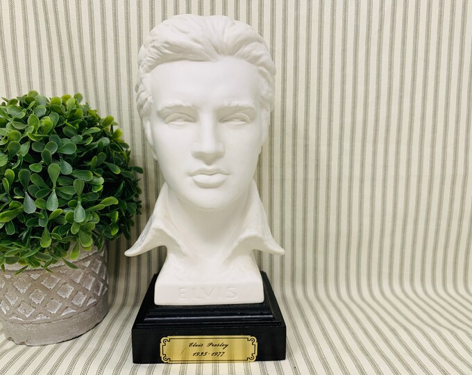 Vintage 1977 Goebel Elvis Bust Sculpture Bachmann Mounted on Wood Base ...