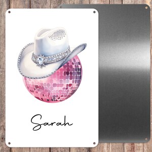 Cowgirl Birthday Card With Cowboy Hat and Disco Ball, Pink Sparkly ...