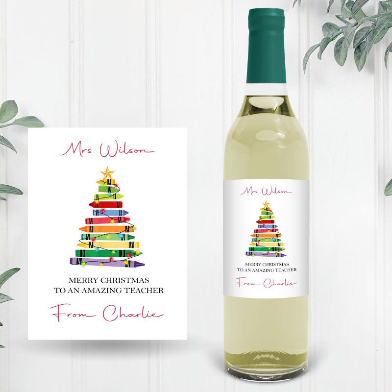 Teacher Wine Label - Etsy
