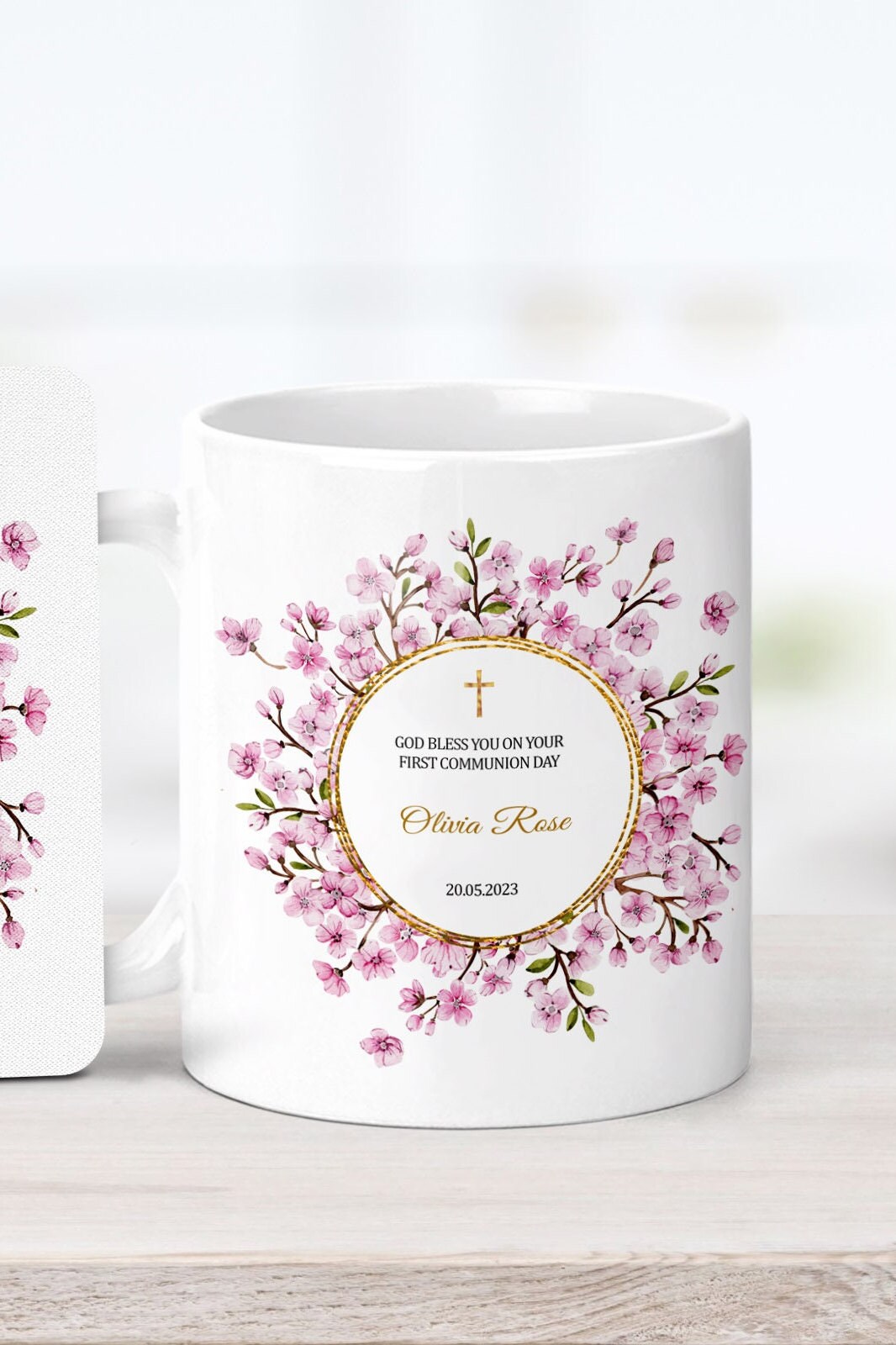 Personalised First Communion Mug and Coaster Holy Communion - Etsy