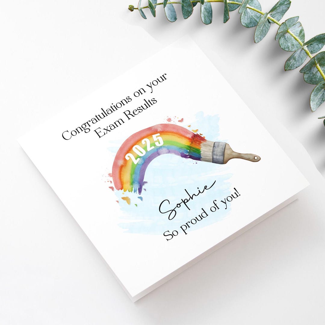 Personalised Exam Results Congratulations Card – Rainbow Watercolour ...