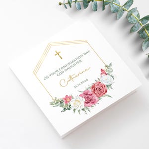 Personalised Confirmation Card: Pink Floral Frame, Handmade - Etsy