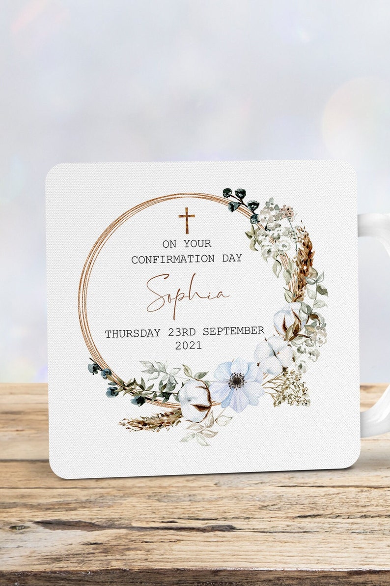 Personalised Confirmation Card Floral Frame Handmade | Etsy