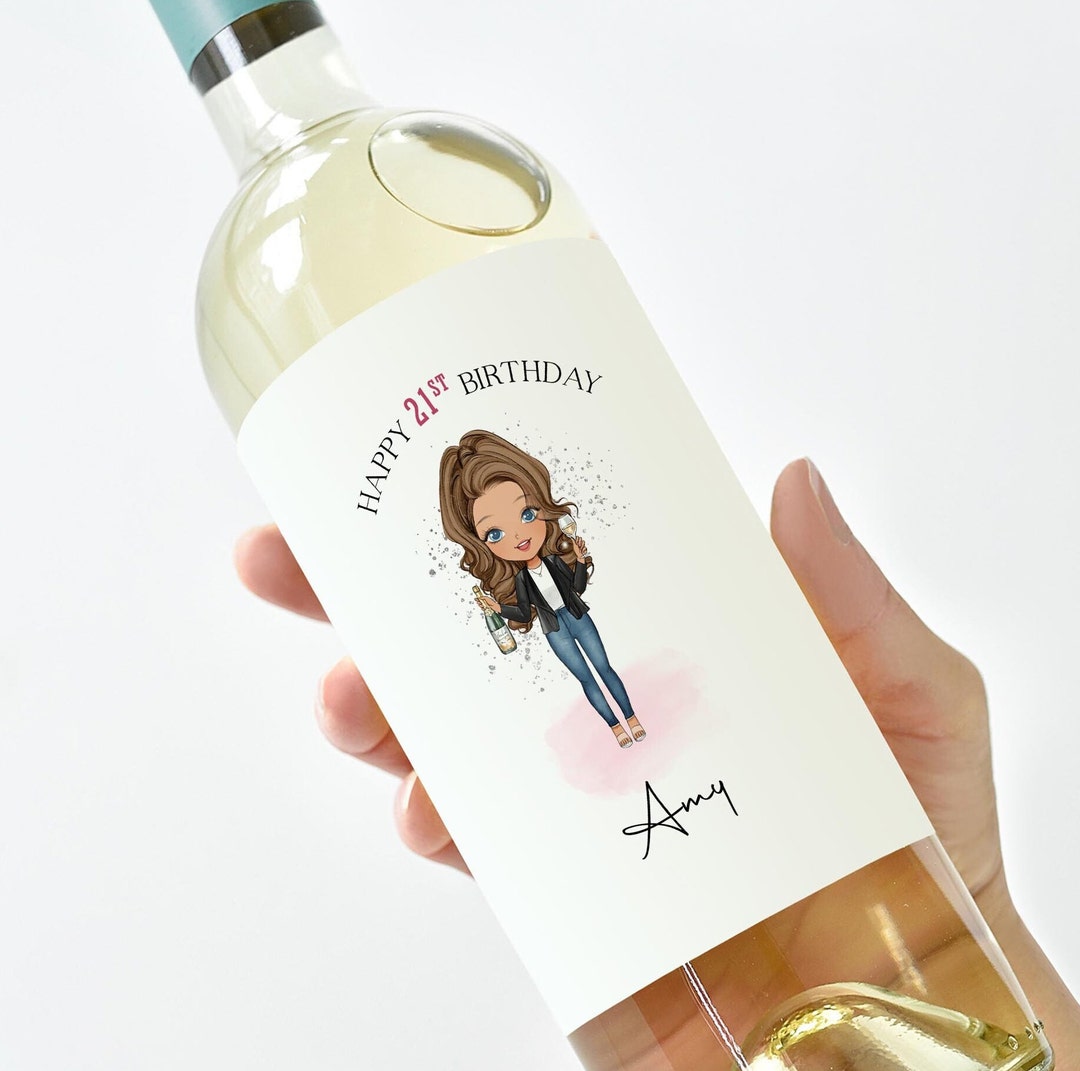 Personalised Birthday Girl Wine Bottle Label: Watercolour Design - Etsy