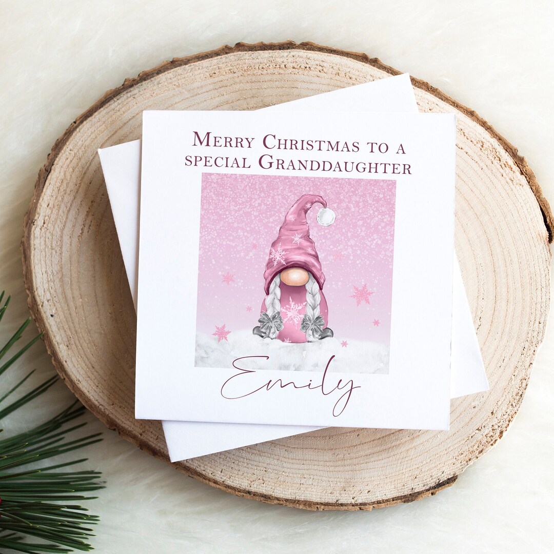 Personalised Gnome Gonk Christmas Card With Pink Gnome Design - Etsy