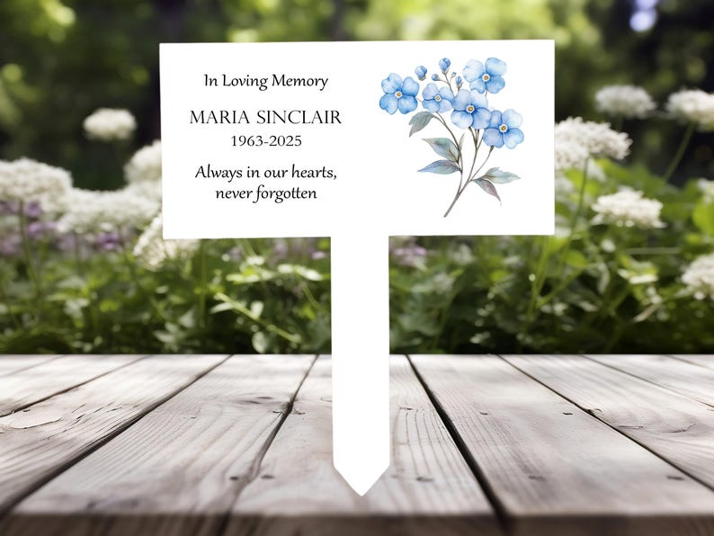 Forget Me Not Grave Marker • Personalised Memorial Stake • Temporary ...