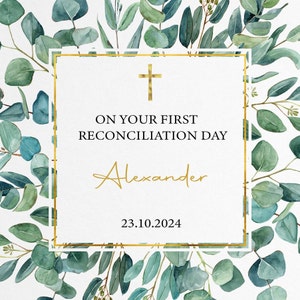 First Reconciliation Card for Boy or Girl With Eucalyptus Design ...