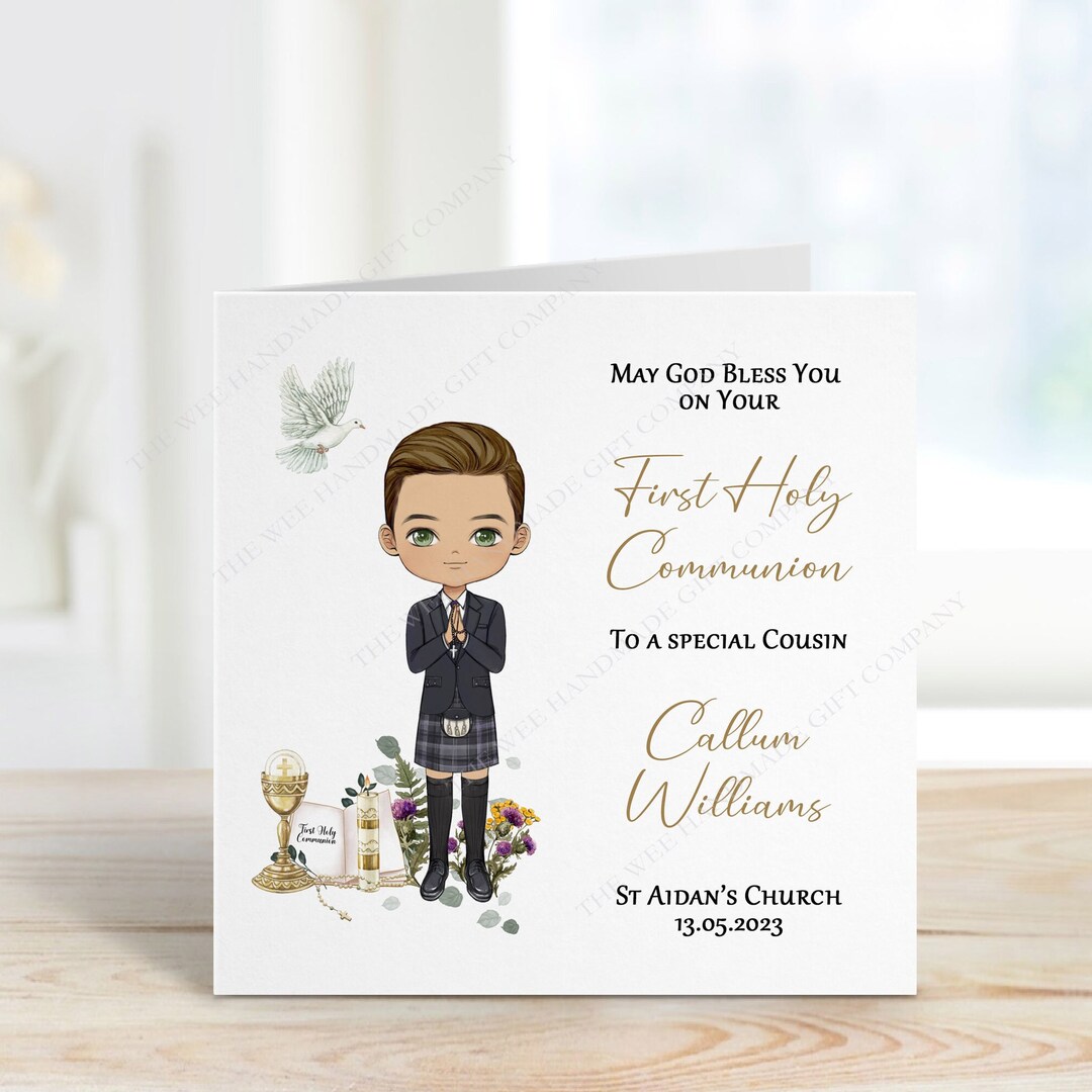 Personalised First Communion Card, First Holy Communion Card Boy With ...