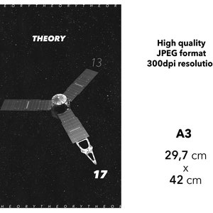 Space A3 Poster Satellite - INSTANT DOWNLOAD Minimalist Wall Decor ...