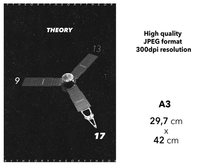 Space A3 Poster Satellite - INSTANT DOWNLOAD Minimalist Wall Decor ...