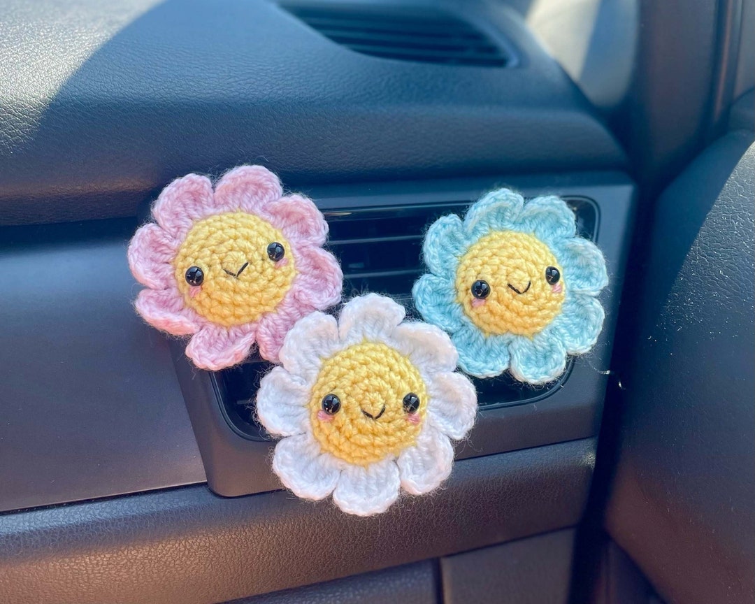 Crochet Flower Car Vent Clip - Etsy