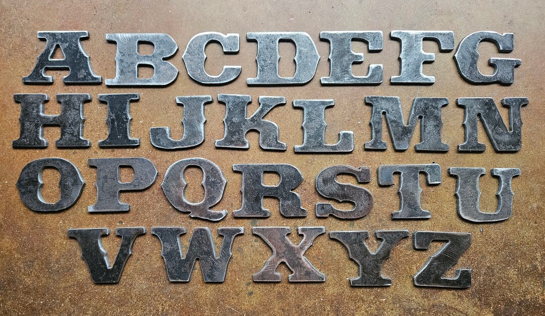 1.5" Tall Rustic Metal Letters, Saddle Bag Font - Etsy