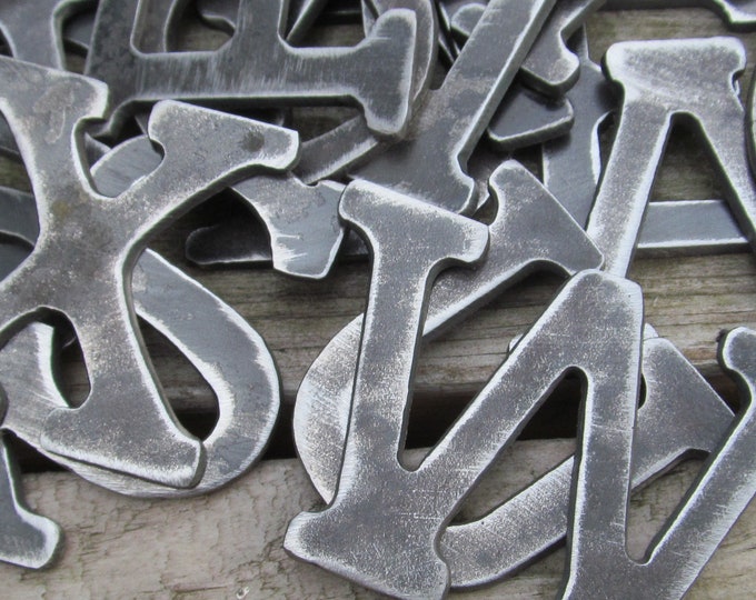 2" Tall Metal Letters Typewriter Font, Rustic 11 Gauge Bare Metal ...