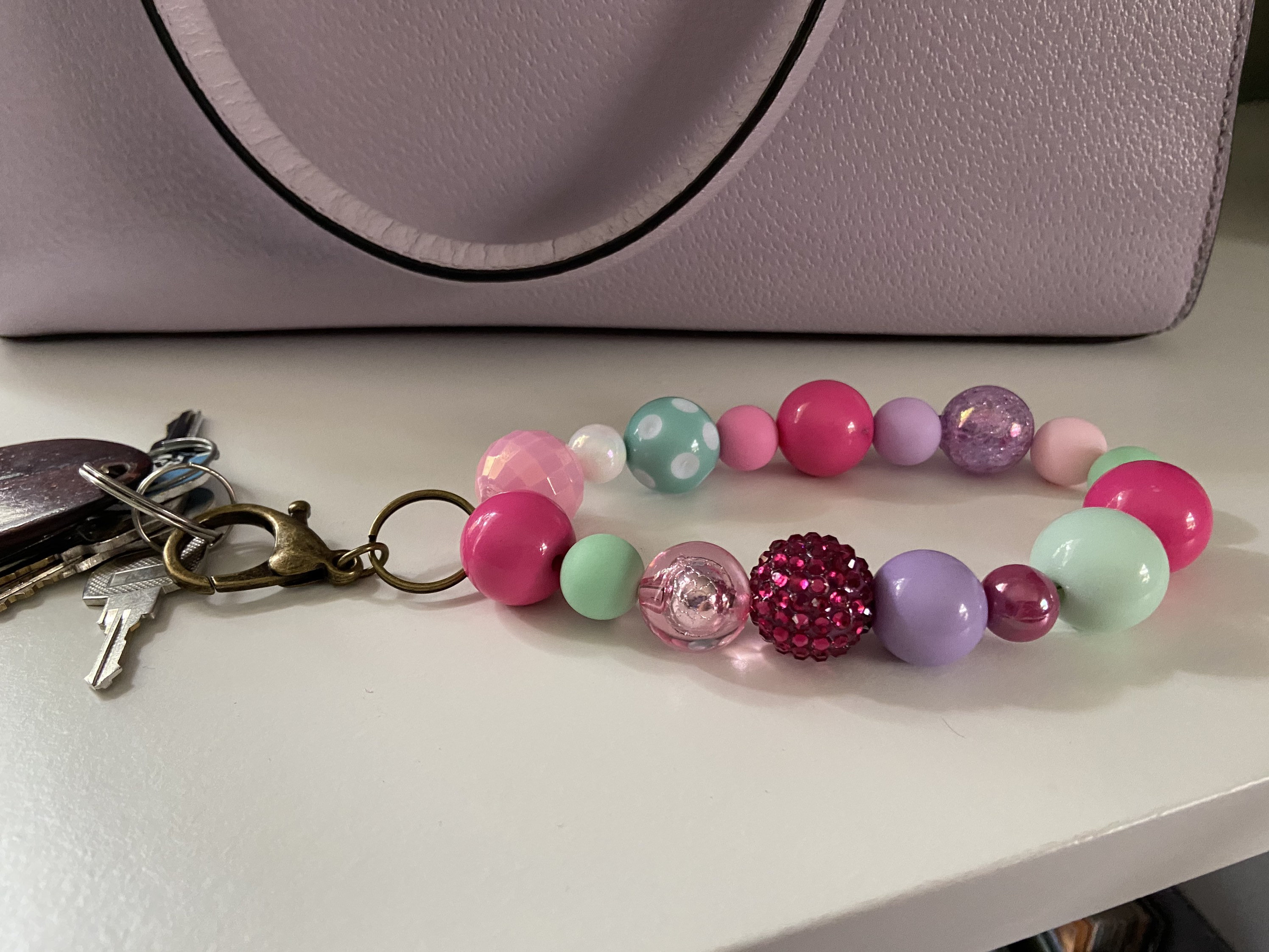 Glamorous Pink Teal Purple Wristlet Keychain - Etsy.de