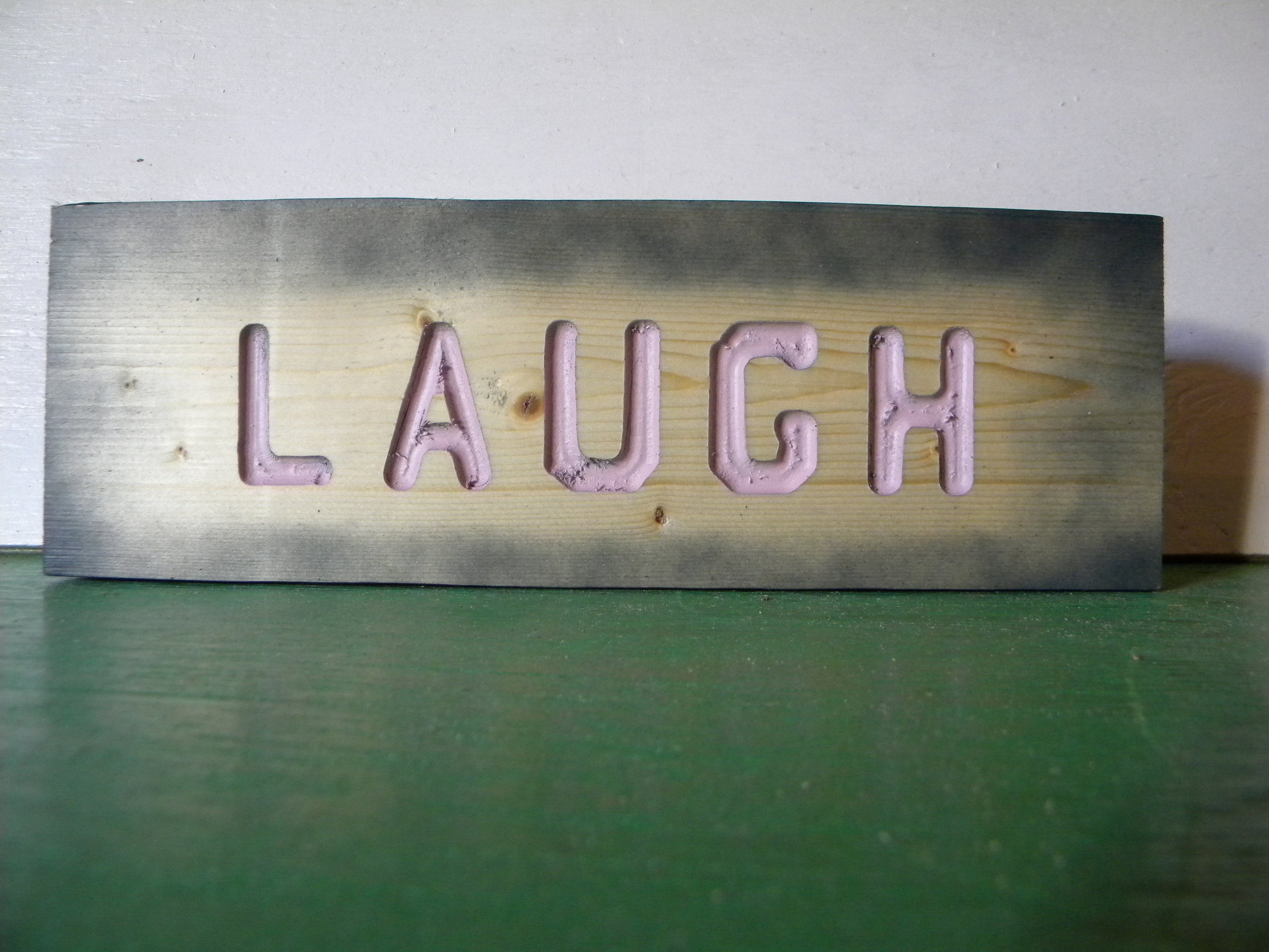 Laugh Sign Small Wood Sign Mini Wood Sign, Small Wood Sign Shelf Table ...
