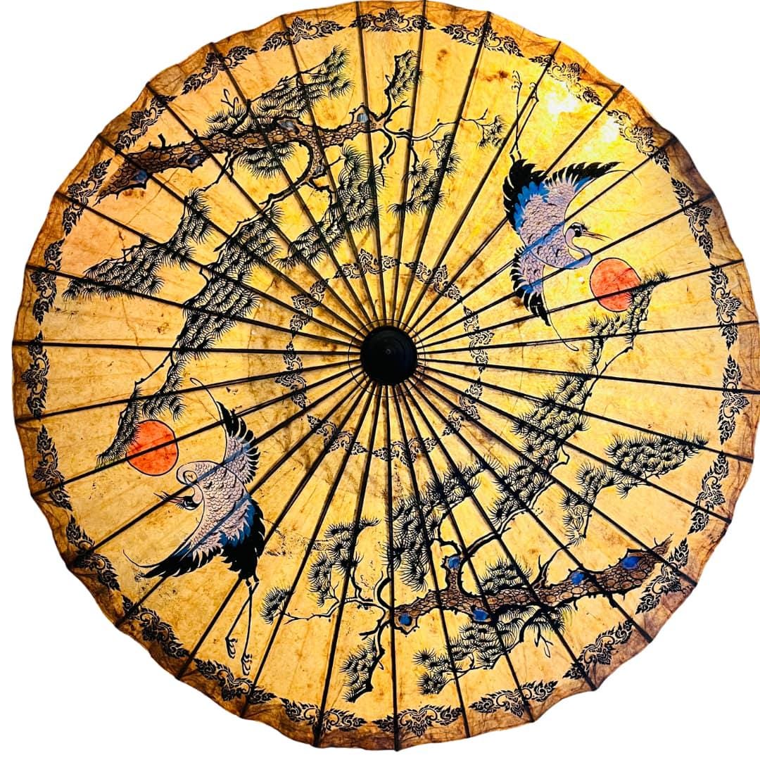 Vintage Japanese Rice Oil Paper Parasol Umbrella, Bamboo Parasol, Hand ...