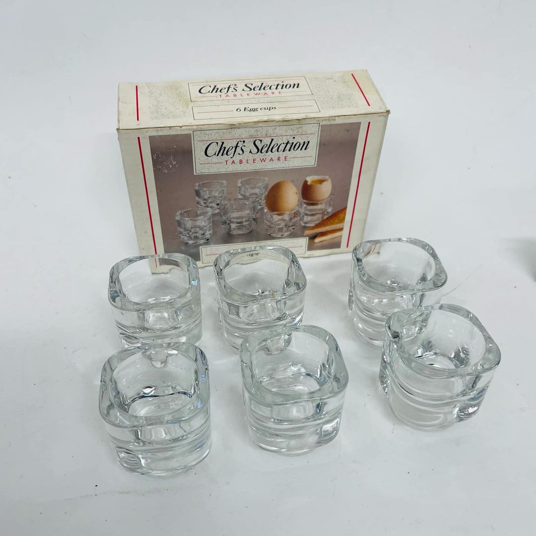 Vintage Glass Egg Cups X 6 , 1980s, Original Box, Vintage Kitchenalia ...