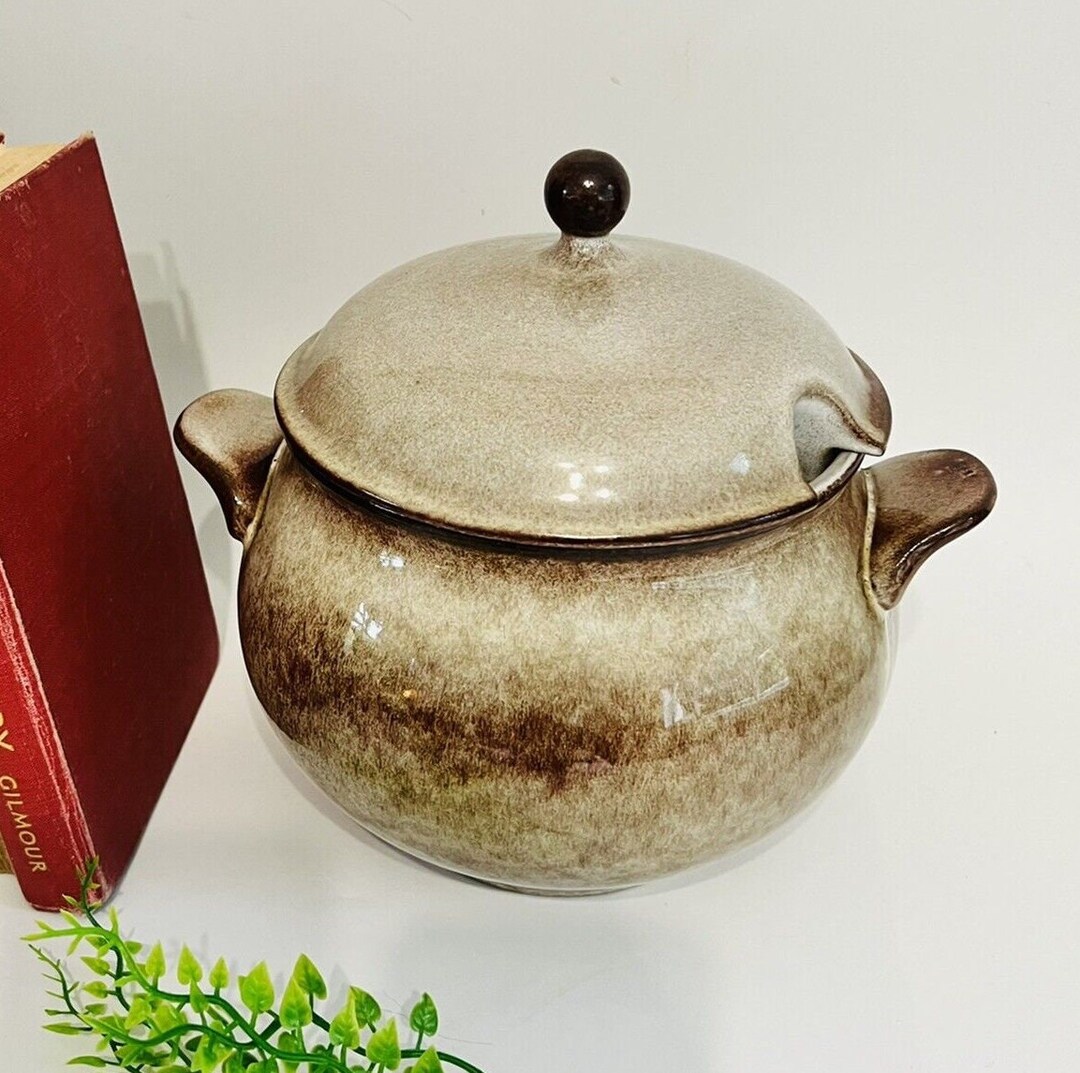 Vintage Studio Pottery Tureen, Hand Made Drip Glazed Pottery, Kitchen ...