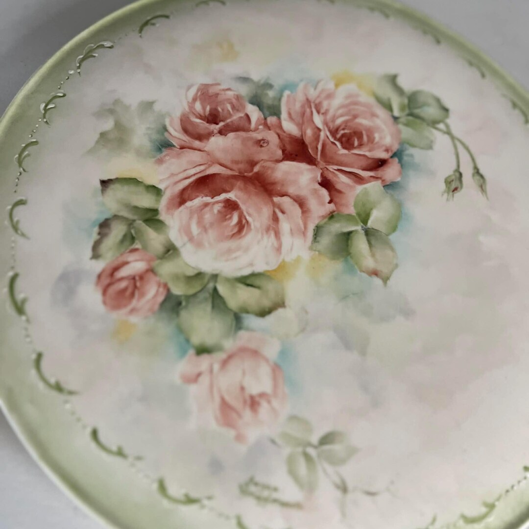 Vintage Hand Painted Rose Charger Plate, Joyce Wrigglesworth Art ...