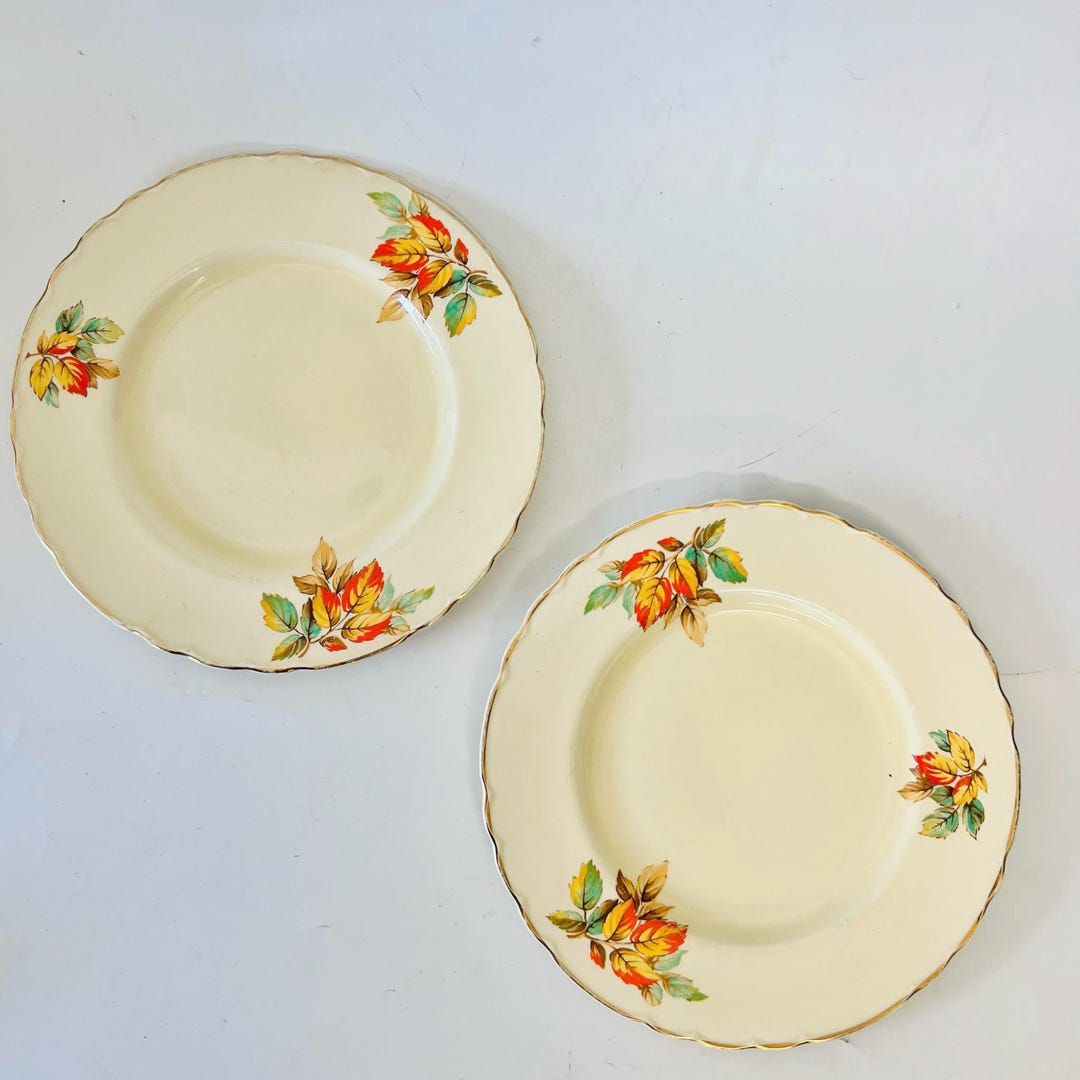 Two X Art Deco Plates, A.J Wilkinson Autumn Leaf Salad Plates, Royal ...