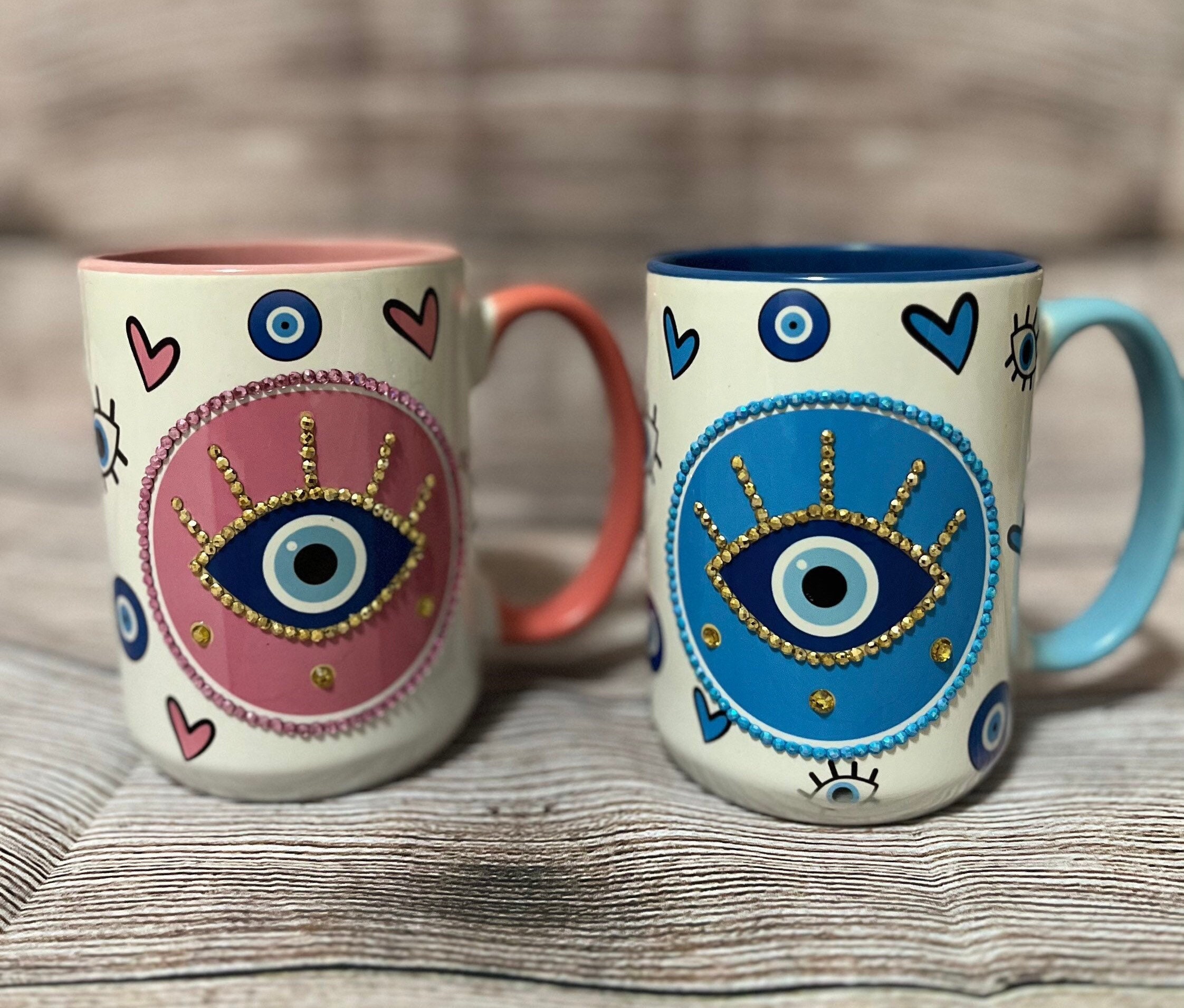 Evil Eye Rhinestone Mugs - Etsy