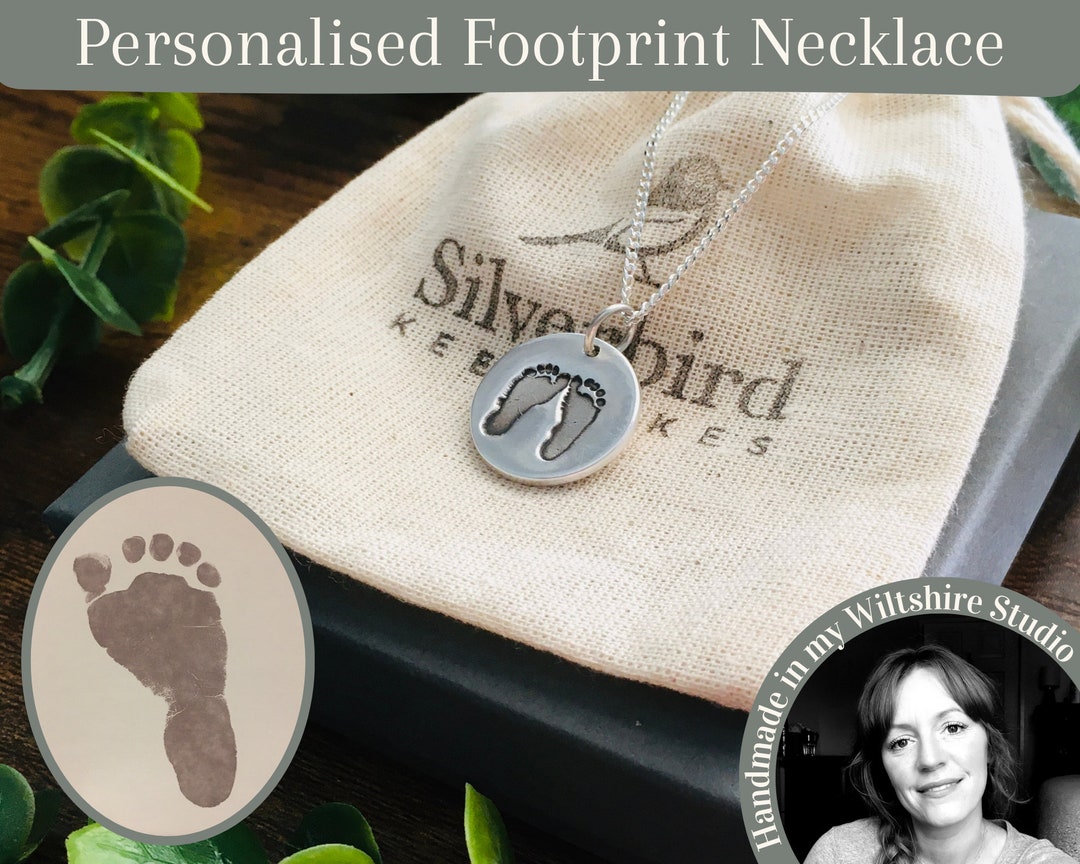 Personalised Footprint Silver Necklace Custom Made Footprint - Etsy