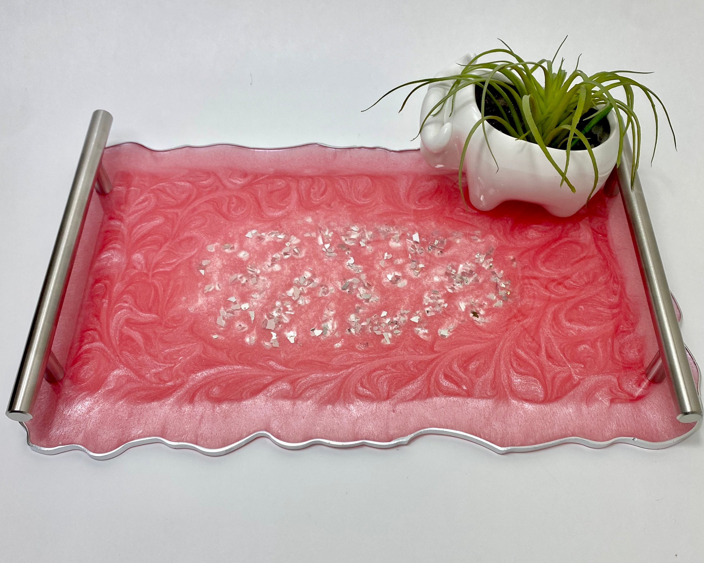 Geode inspired Resin Tray Blush Pink Agate Tray Kitchen & Dining Home ...