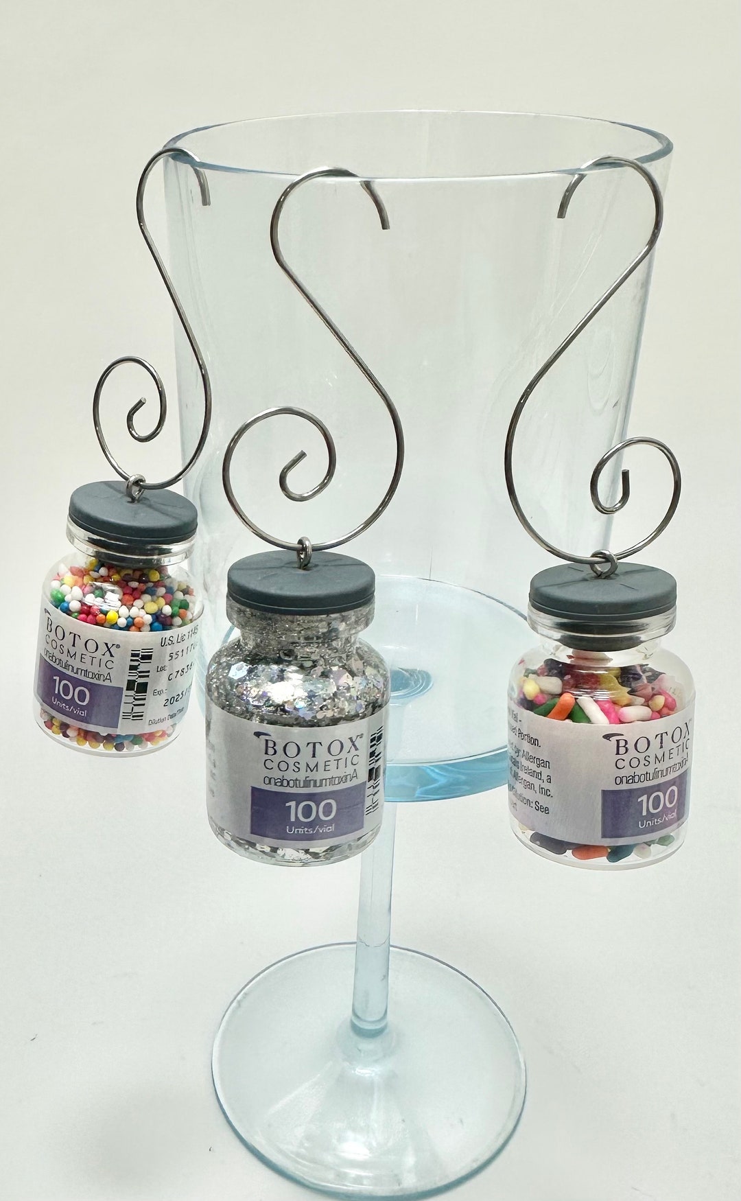 Set of 3 Sprinkle Glitter Botox Vial Christmas Ornaments. Injector ...
