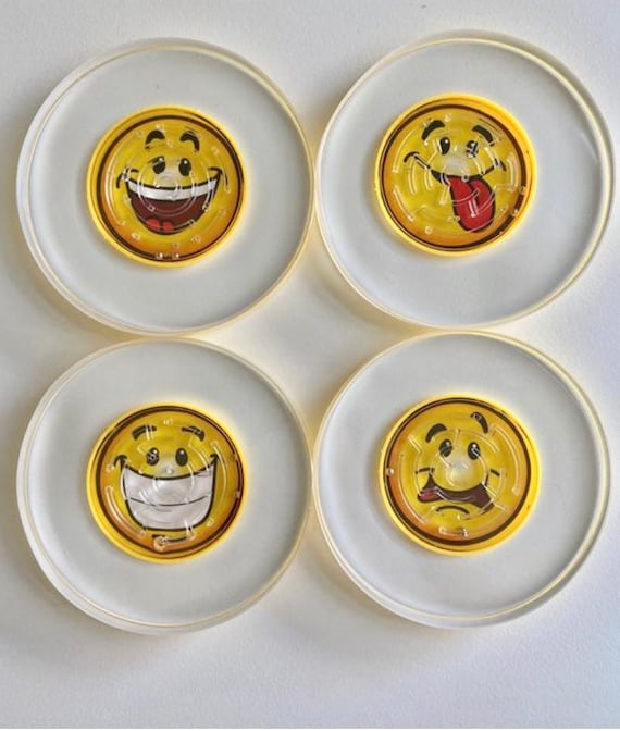 Retro 90s Smiley Face Decor Puzzle Maze Emoji Resin Coaster - Etsy