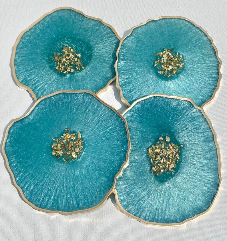 Resin coaster set-Turquoise Resin Geode Coaster agate with | Etsy