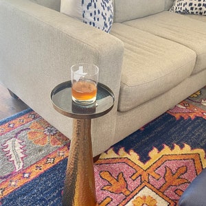 Luxury Modern Cocktail Martini Drink Table, Hammered Metal NAVY-STEEL ...