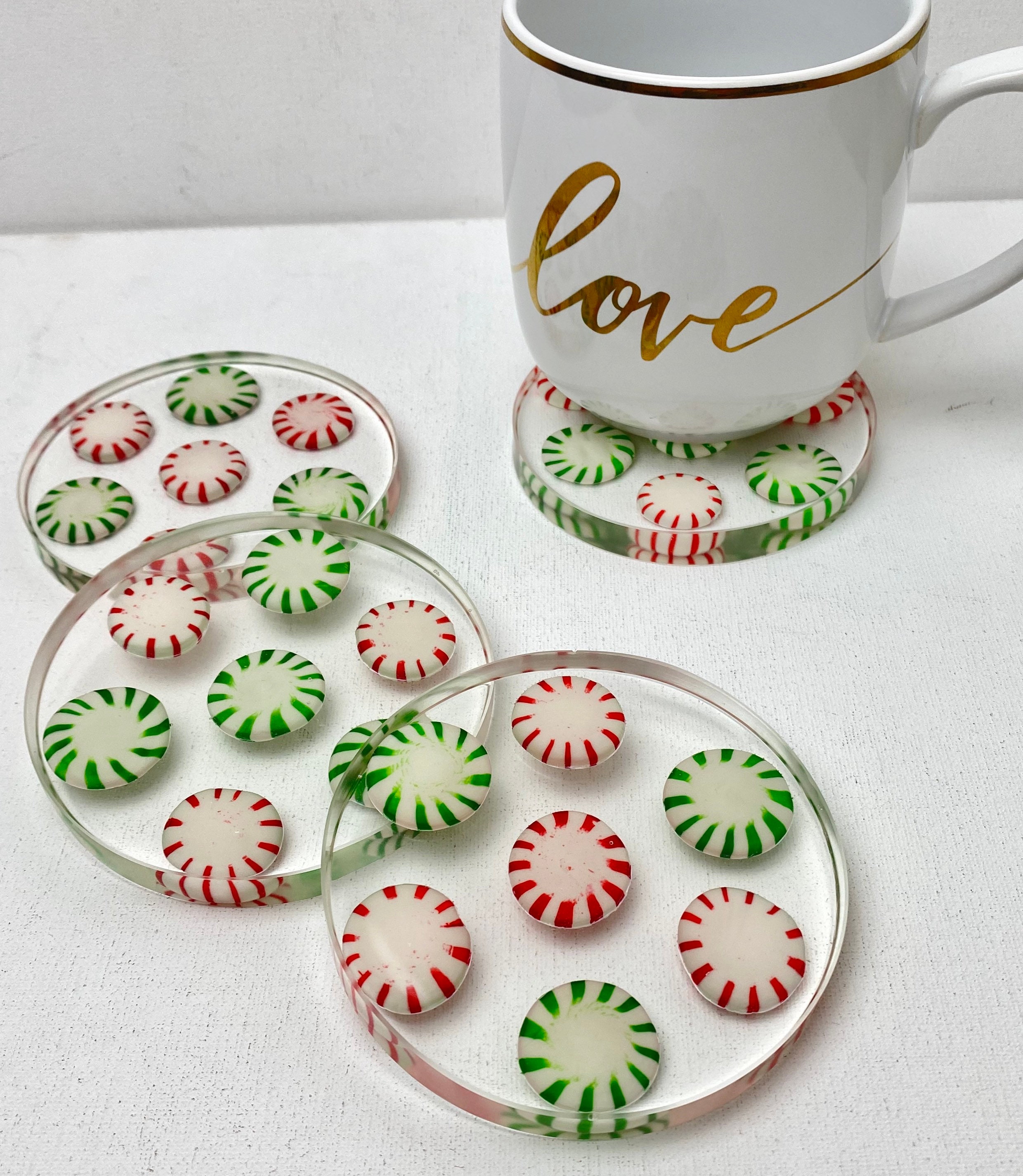 Christmas Decor Resin Coaster Set Red and Green Epoxy - Etsy