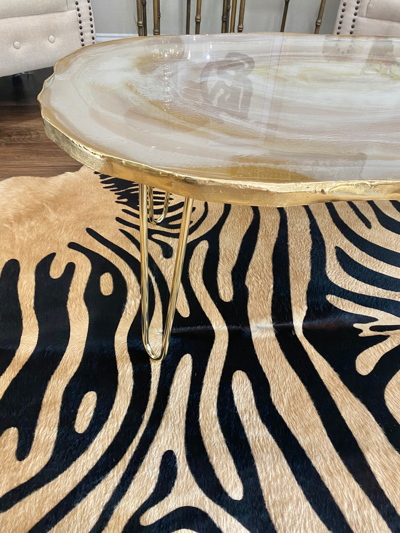 Custom Luxury Resin Geode Coffee Table, 55” Wide X 17+” High. White and ...