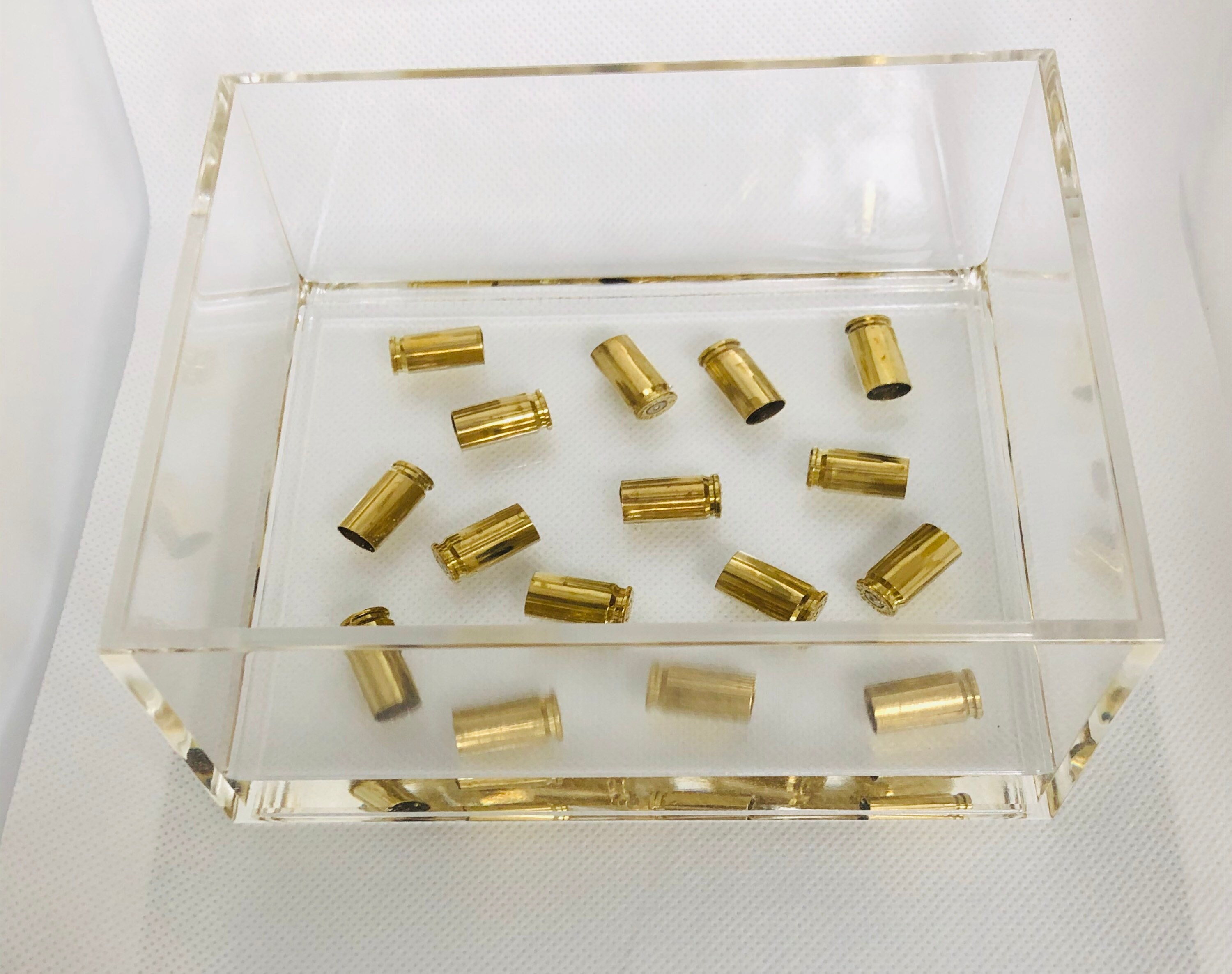 Brass Bullet Casing Lucite Acrylic Trinket Dish, Catch All Tray. Great ...