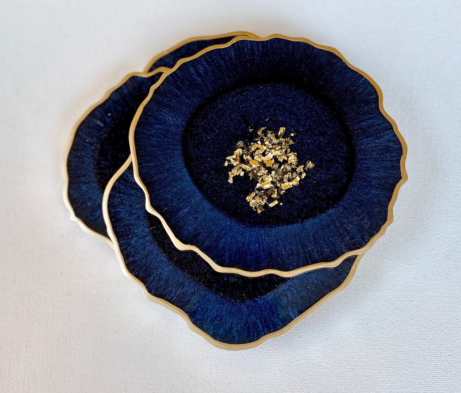 Resin Coaster Set-dark Navy Agate Geode Resin Coasters With Gold ...