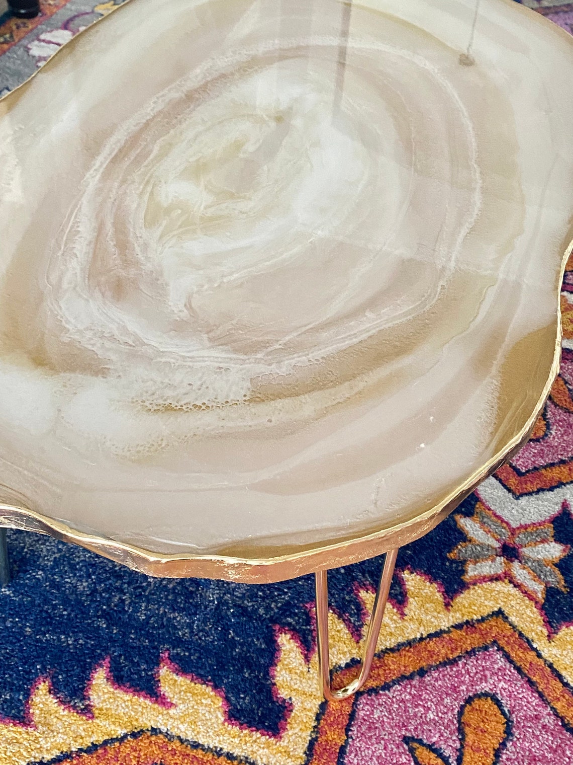 Custom Luxury Resin Geode Coffee Table, 55” Wide X 17+” High. White and ...