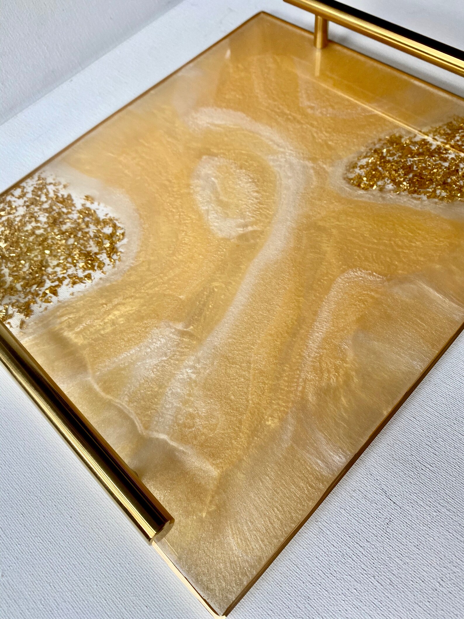 Geode Agate Gold Mix and White Resin Serving Decorative Tray, Modern ...