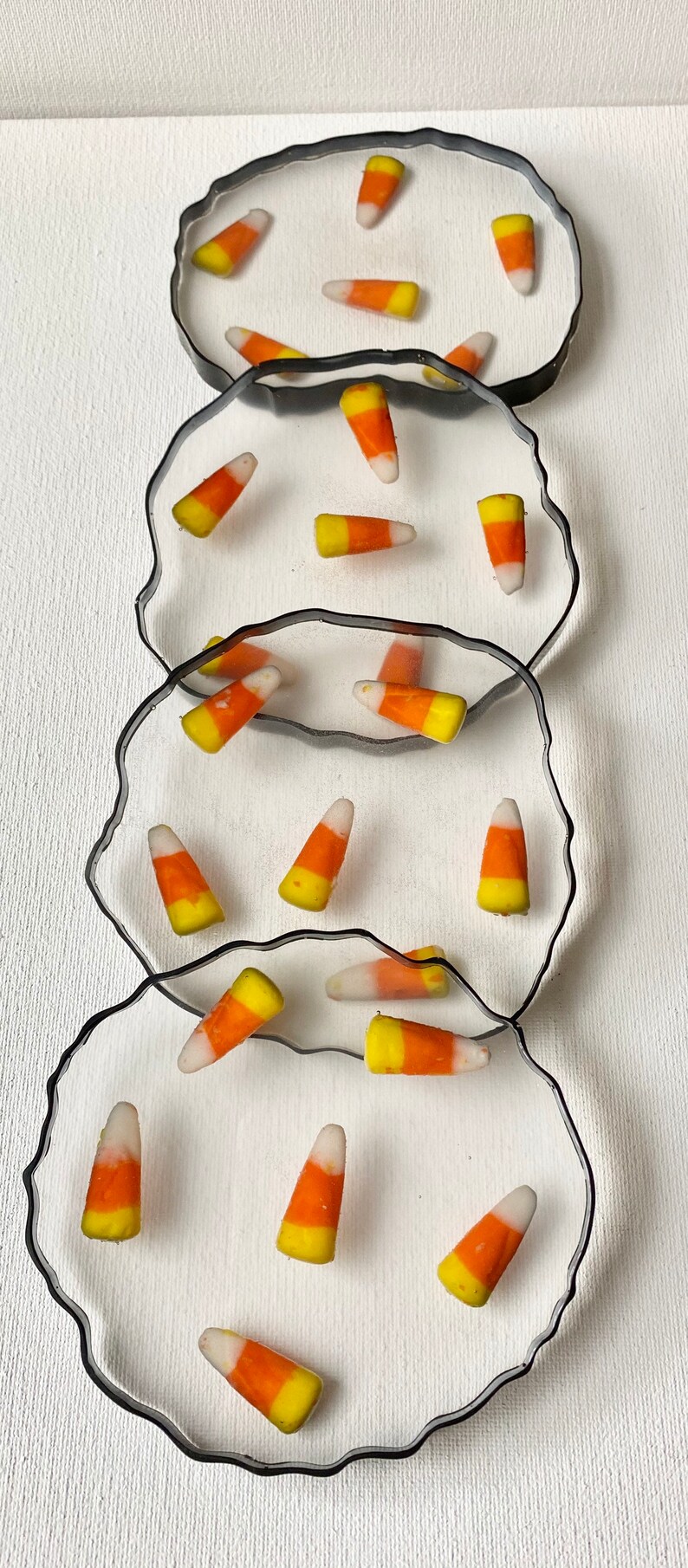 Halloween Candy Corn Resin Coaster Set- Clear Agate Epoxy Coasters ...
