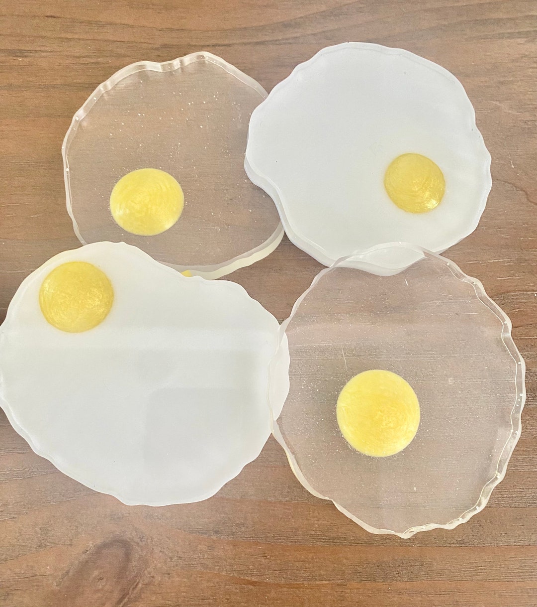 Unique 3d Handmade Egg Yolk and Cooked Egg Resin Coaster Set, Funny ...