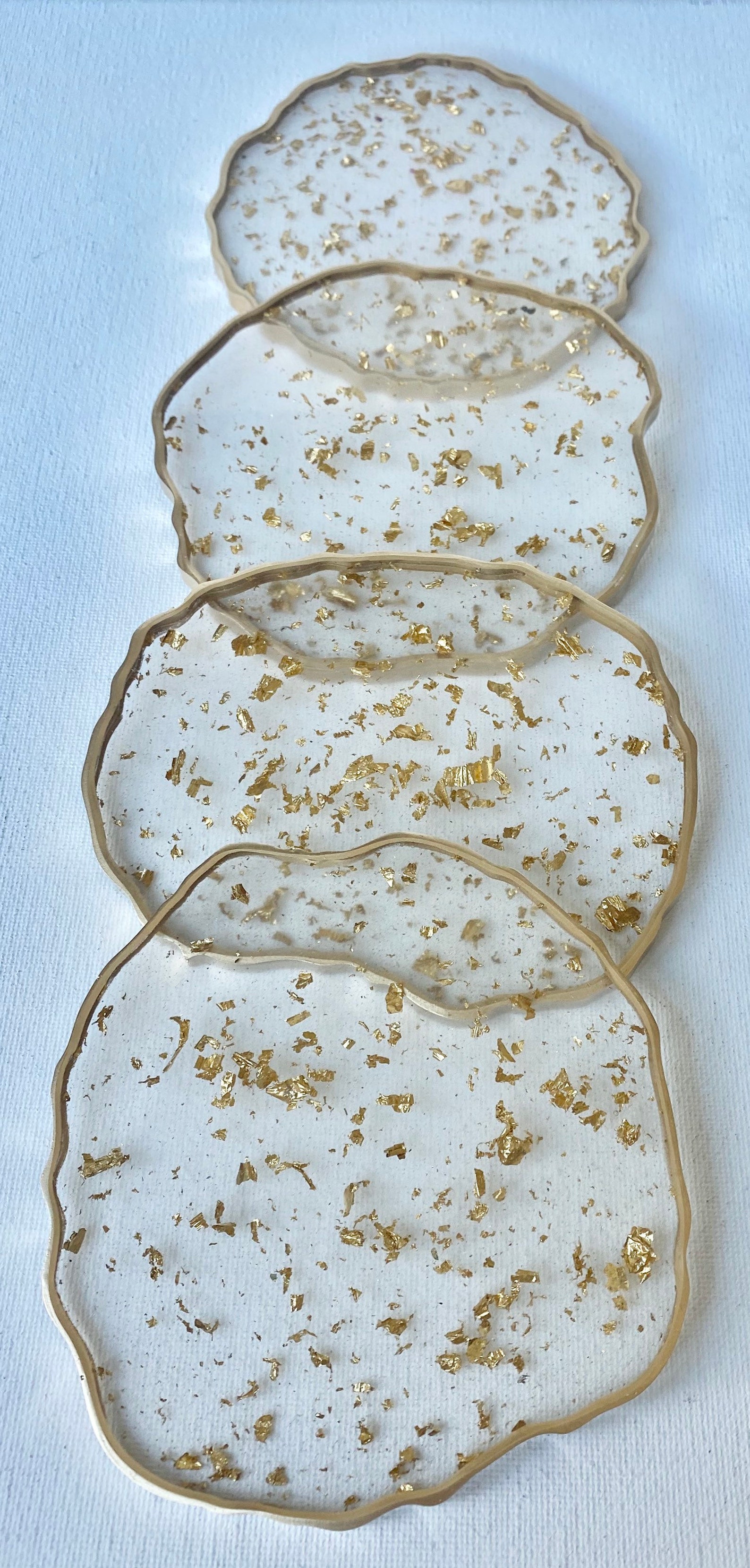 Modern Gold Metallic Flake Resin Coaster Set, Agate Geode Coasters ...