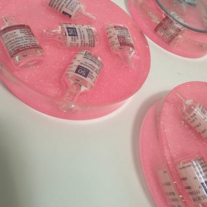3d Botox Vial Resin Coasters W Pink Base, Minimal Functional Pop Art ...
