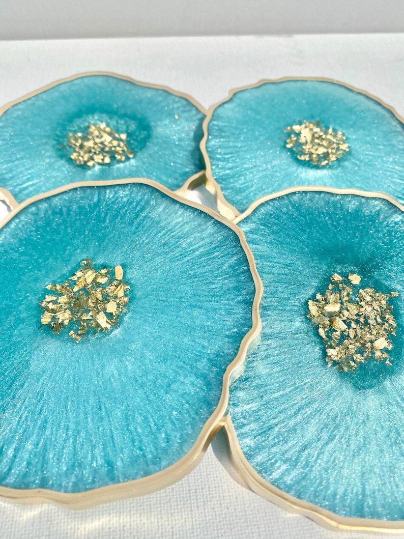 Resin coaster set-Turquoise Resin Geode Coaster agate with | Etsy