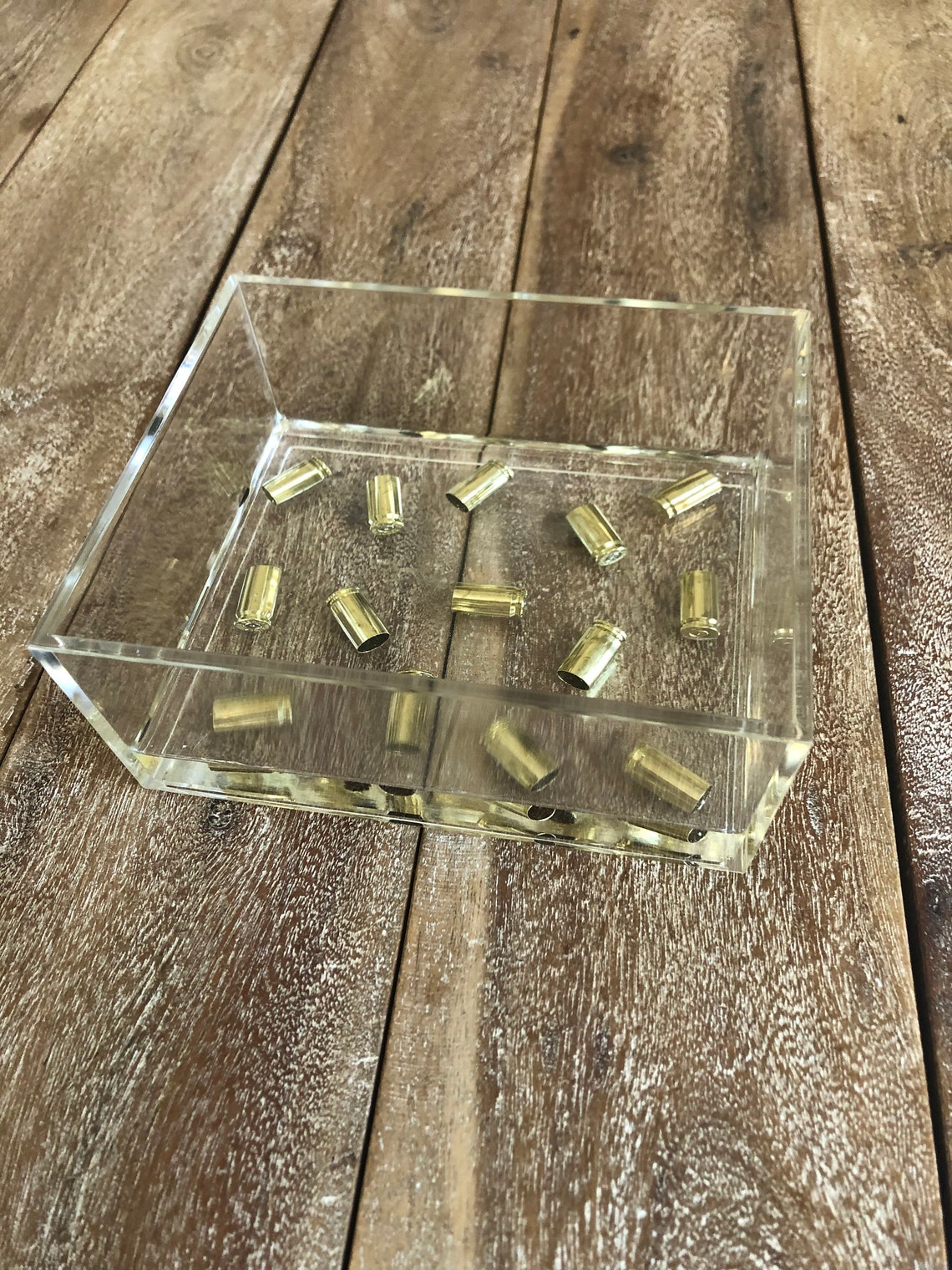 Brass Bullet Casing Lucite Acrylic Trinket Dish, Catch All Tray. Great ...