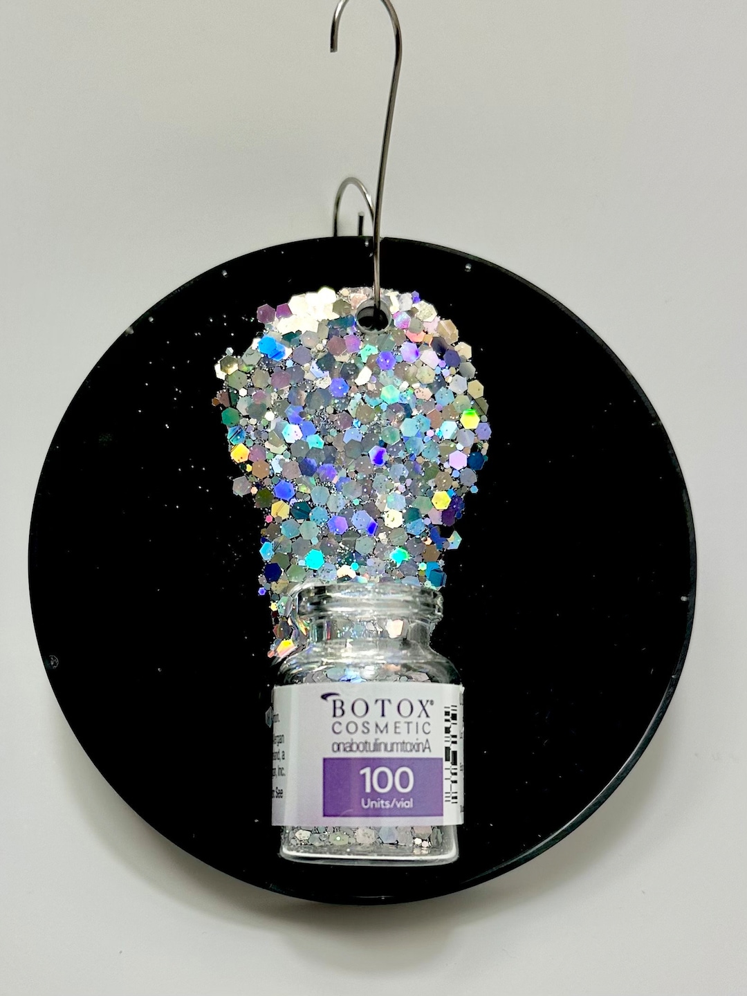 3d Glitter Spilling Botox Vial Black Christmas Ornament. Injector ...